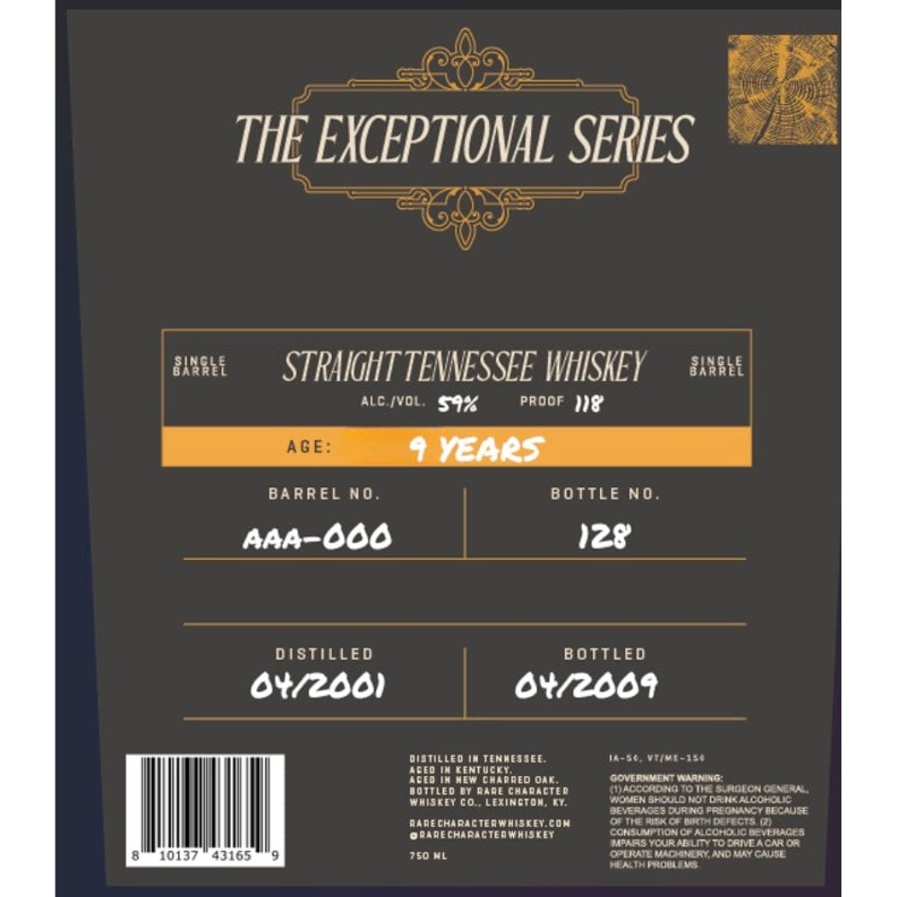 Buy Rare Character The Exceptional Series 9 Year Old Tennessee Whiskey ...